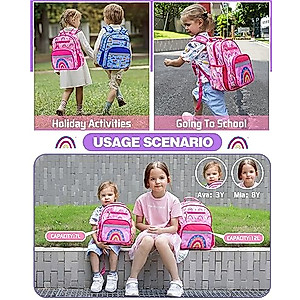 VANKEV Kids Backpack for School Girls Toddlers Boys Cute Lightweight Bookbag Preschool Kindergarten Primary Elementary School Travel Gifts Bags(Rainbow Unicorn, Kids / 12L)