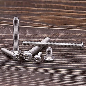 M5-0.8 x 10mm Button Head Socket Cap Screws 304 Stainless Steel 18-8 Hex Socket Cap Screws, Allen Hex Drive, Full Thread, Coarse Thread UNC, 100 PCS