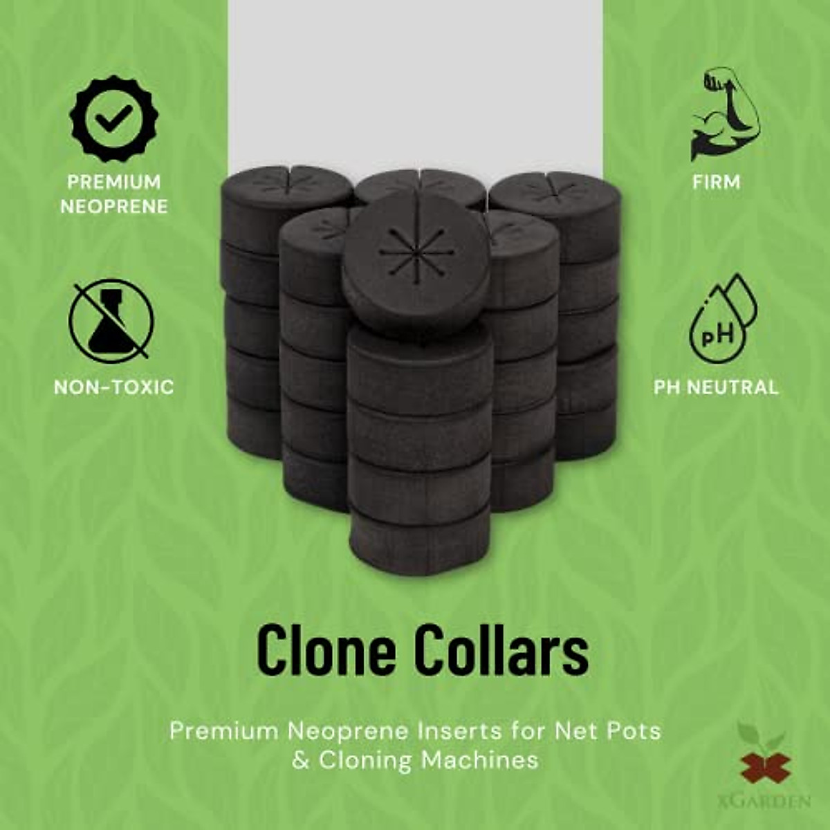 xGarden Neoprene Clone Collars - 30 Pack Cloning Collars, 3" Inch, Black - DIY Foam Cloner Inserts for Net Pots, Hydroponics, Aeroponics