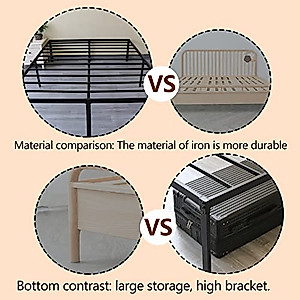 HOMWAYART Full Bed Frame, Metal Bed Frames High Platform Reinforced Steel Slats Support, Easy Assembly, Sturdy, Non-Slip and Noise-Free, No Box Spring Needed (Full)