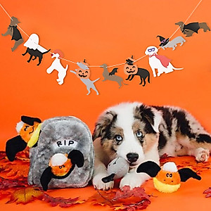 Halloween Dog Garland - Halloween Spooky Dogs Banner, Cute Witch Hat Pumpkin Puppy Dog Hanging Banner, Halloween Puppy Theme Wall Decor