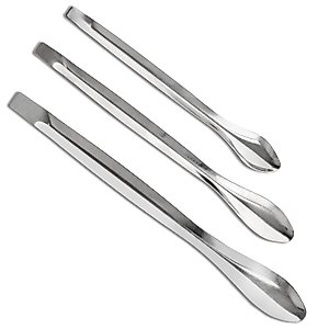 Piutouyar 15 Pcs 3 in 1 Lab Spoon Micro Lab Spatula Stainless Steel Lab Scoop for Reagent Sampling, Mixing, Measuring 105/125/140mm for a Set