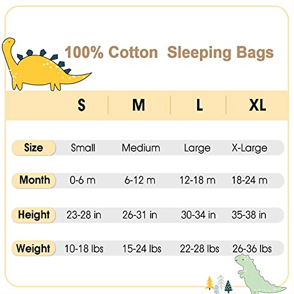 PHF 100% Cotton Baby Sleep Sack, 0-6 Months Baby Wearable Blanket, 2-Way Zipper Infant Sleeping Sack for Baby Boys Girls, 2 Pack Comfy Small Size Sleeveless Sleeping Bags, Dinosaur & Green Geometry