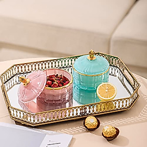 EVEREST GLOBAL Glass Jewelry Jar Cube Facets Candy Storage Sugar Bowl with Lid Sugar Cans Kitchen Bath Gift for Women