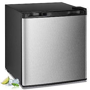 R.W.FLAME Mini Freezer Countertop, Energy Saving 1.1 Cubic Feet Single Door Compact Upright Freezer with Reversible Door (Silver)
