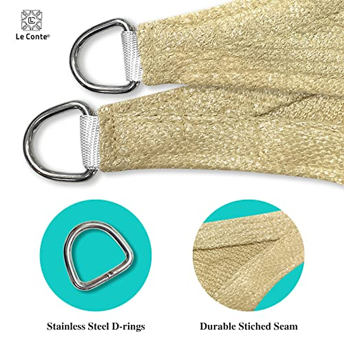 Le Conte Sun Shade Sail 10'x10' Square Canopy Sun Shade UV Block for Patio Backyard Lawn Garden Outdoor Activities,Navy Blue