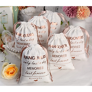 Cytdkve Rose Gold Foiled Hangover Favor Bag Bachelorette Party Favor Bag, Wedding Survival Kit Bags Bride Bridesmaid Gift Bags for Wedding Bridal Shower Party (10 Pieces, White, 5 x 7 Inch)