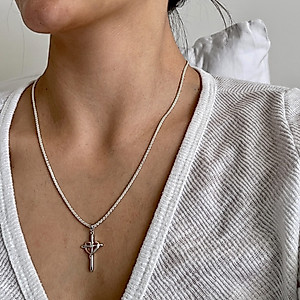All Patron Saints Heart Shaped Diamond Cross Necklace For Women - 925 Sterling Silver Cross Necklace For Women