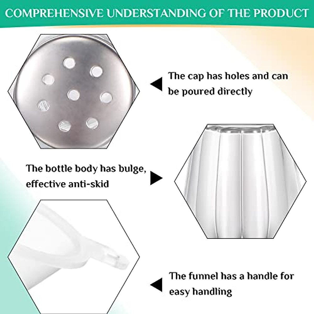 12 Pieces Mini Pepper Shakers Set Mini Shaker Tiny Pepper Shakers Glass Shaker Bottle Condiment Storage Jar with 4 Pieces Plastic Mini Funnels for Storing Pepper, Sugar