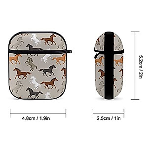Funny Horse Galloping AirPods 1 & 2 Case Cover Gifts with Keychain, Shock Absorption Soft Cover AirPods 1 & 2 Earphone Protective Case for Men Women
