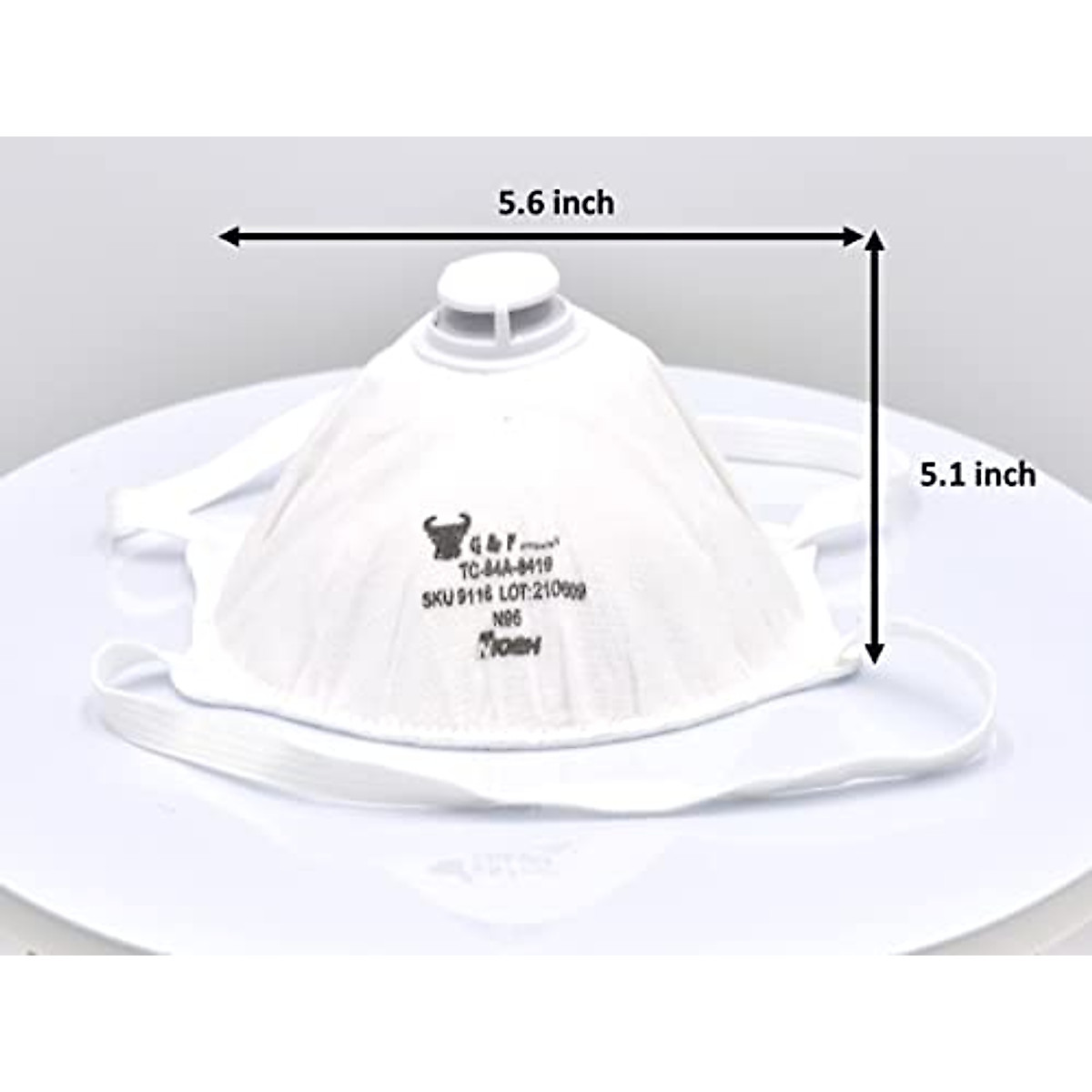 9116 Particulate Respirator Dust Mask with Valve, Two-Strap Cup Style Design, Lightweight with Cushioning Nose Foam, NIOSH Approved 10 Masks