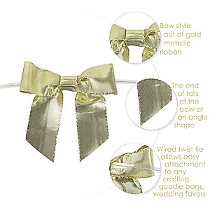 AIMUDI Silver Bows for Christmas Tree 3 Inch Small Silver Bows for Gift Wrapping Silver Twist Tie Bows for Treat Bags Premade Metallic Bows for Crafts, Wreaths, Party Favors, Goodie Bags - 24 PCs