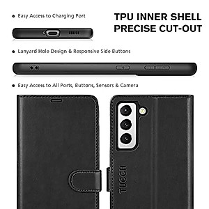 TUCCH Galaxy S21 FE Wallet Case with [TPU Shockproof Interior Case] Stand RFID Credit Card Holder, Magnetic PU Leather Protective Flip Cover Compatible with Galaxy S21FE 5G 6.4-Inch 2022, Black