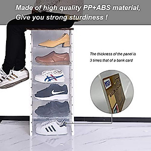 DHMAKER 6 pack Stackable Shoe Box, Thicken Foldable Clear Shoe Organizer, update Reinforced Design, Most Sturdy Shoe Storage Boxes - white