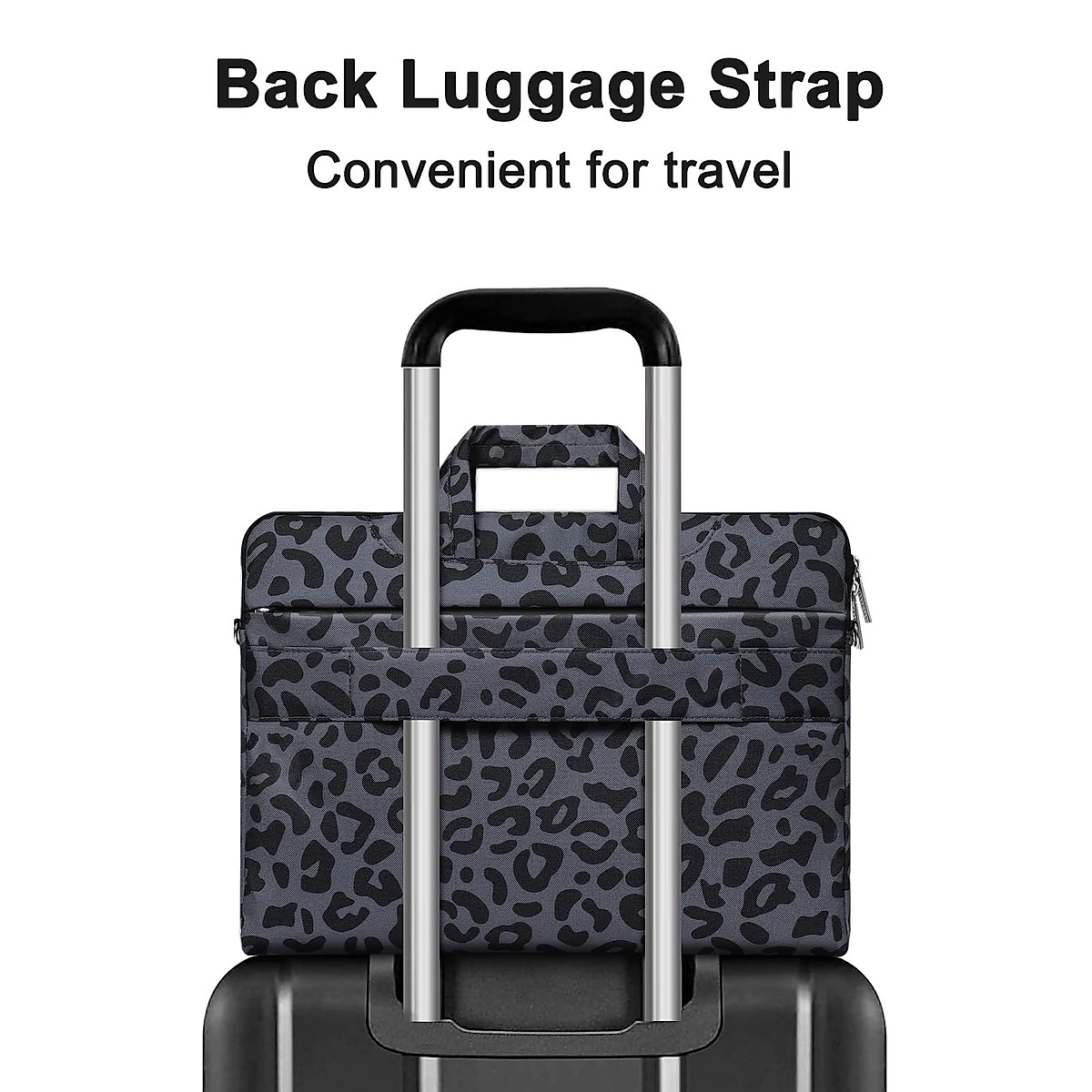 MOSISO Laptop Shoulder Bag Compatible with MacBook Air 15 inch M3 M2/Pro 16 M4 M3 M2 M1 2025-2019, 15-15.6 inch Notebook, Leopard Grain Briefcase Sleeve with Belt