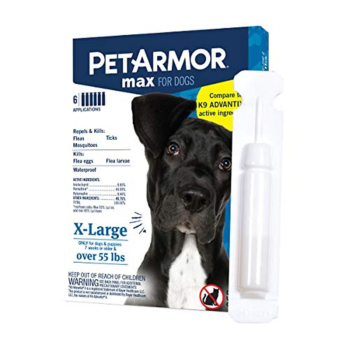 PetArmor Max Flea, Tick and Mosquito Prevention for X-Large Dogs (Over 55 Pounds), Topical Dog Flea Treatment Repels and Kills, 6 Month Supply