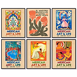 97 Decor Mexican Decor for Home - Vintage Mexican Wall Art, Mexican Art Exhibition Posters, Mexican Culture Picture, Boho Mexican Abstract Paintings for Home Kitchen Bedroom Decoration (8x10 UNFRAMED)