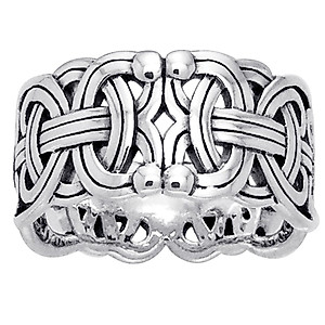 Viking Braided Wedding Band Borre Knot Norse Celtic 10mm Sterling Silver Ring Size 9(Sizes 4,5,6,7,8,9,10,11,12,13,14,15)