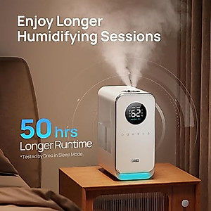 Dreo Humidifiers for Bedroom, Top-filled Smart Quiet Cool Mist Humidifier for Large Room Home, Oil Diffuser & Nightlight, 50Hours Runtime for Indoor Plants, with Alexa/Google, White