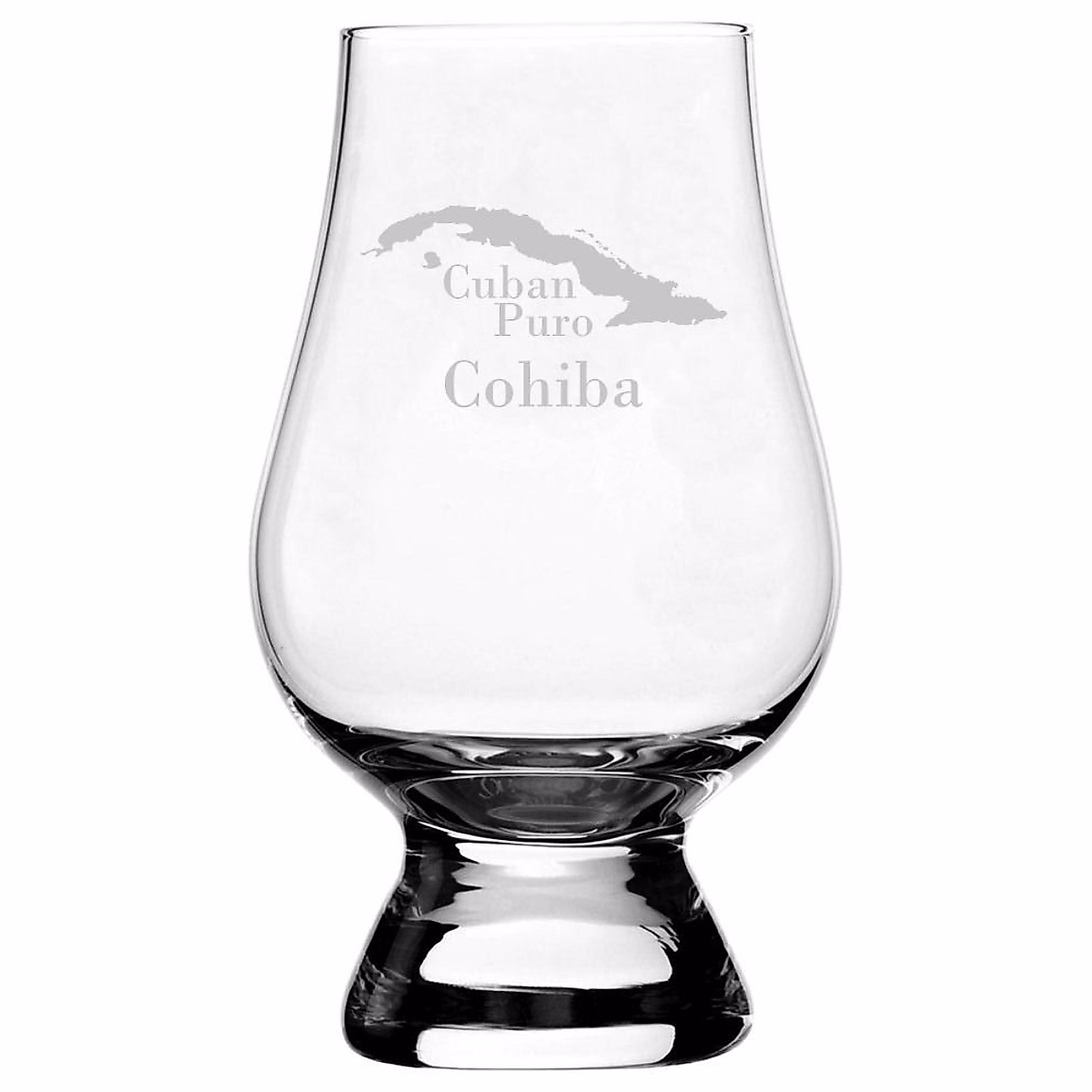 Cohiba Cuban Cigar Themed Etched Crystal Whisky Glass Compatible with The Glencairn Glass Accessories