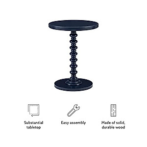 Powell Navy Blue Tarkin Round Turned Spindle Pedestal Side Accent Table