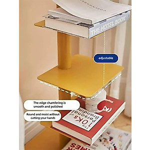 YCHMYYXGS 9 Tier Spine Bookshelf, Rotating Bookshelf, Height-Adjustable Rotating Vertical Spine Book Tower, for Living Room, Bedroom, Study Room, Home Theater, etc (Yellow)
