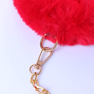 Heart Bag Cellphone Purse Plush Heart Shaped Crossbody Bag with Chain Cute Fluffy Shoulder Bag for Women Ladies- Red Heart Purse