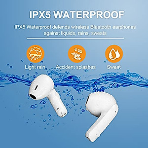 Travelove Wireless Earbuds, 2023 New Bluetooth Headphones Built-in 4 Mics Deep Bass, Wireless Earphones Noise Canceling, USB-C Fast Charge, 25H Playtime, IPX5 Waterproof for iPhone/Android
