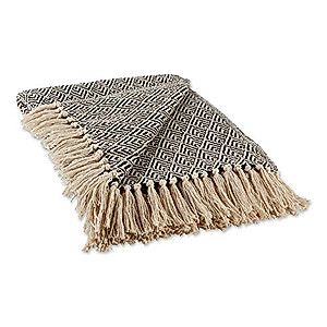 DII Diamond Throw Collection Cotton Woven, 50x60, Black