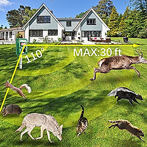 Solar Animal Repeller 2-Pack, Outdoor Waterproof with Motion Detevtor, Cat Deer Repeller, Drive Away Dog -Cat -Squirrel -Skunk -Rabbit -Rodent -Fox -Coyotes -Rat