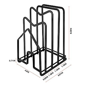 Pot Pan Lid Holder Rack kitchen Shelf Chopping Board Rack Cutting Board Rack Organizer Stand Holder Kitchen Countertop Drain Storage Shelf Bedroom Study Bookshelf Desk Organization (black)