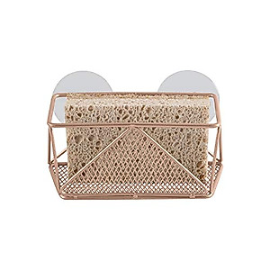 Kitchen Details Copper Geode Sponge Holder | Durable Iron Construction | Suction Cup Stabilizers | Rust Resistant Finish | Kitchen Sink Accessories