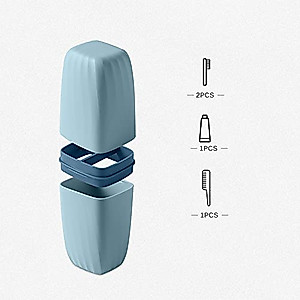Toothbrush Travel Case Multifunction Toothbrush Holder and Cup Easy Carrying for Trip, Camping Or Daily Use (Light Blue)
