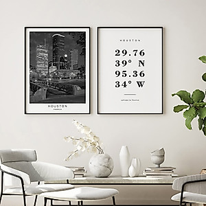 Dear Mapper Houston United States View Abstract Road Modern Map Art Minimalist Painting Black and White Canvas Line Art Print Poster Art Print Poster Home Decor (Set of 3 Unframed) (16x24inch)