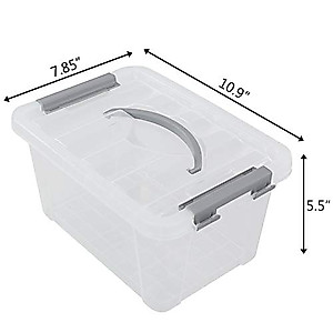 Qskely 6-Pack 6 L Plastic Storage Containers Latch Storage Box with Lids