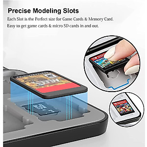 VANJUNN Game Card Case for Nintendo Switch Games, 48 Cartridge Slots Game Storage Case with 24 Memory SD Card Slots for Switch, Switch OLED(Silicone Lining)