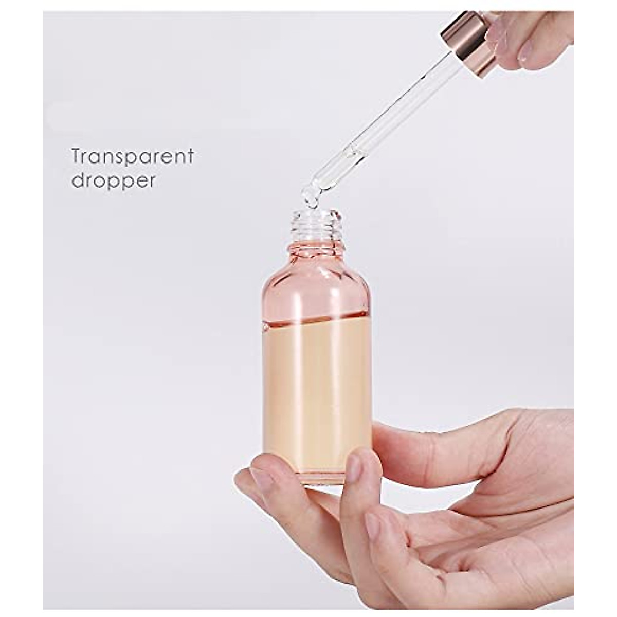 Lokusel 4 Pack Glass Dropper Bottles,10ml/15ml/30ml/50ml/100ml Essential Oil Bottles Dropping Bottles With Rose gold Lids Perfume Empty Travel Sample Vials Essence Liquid Cosmetic Containers(15ml)