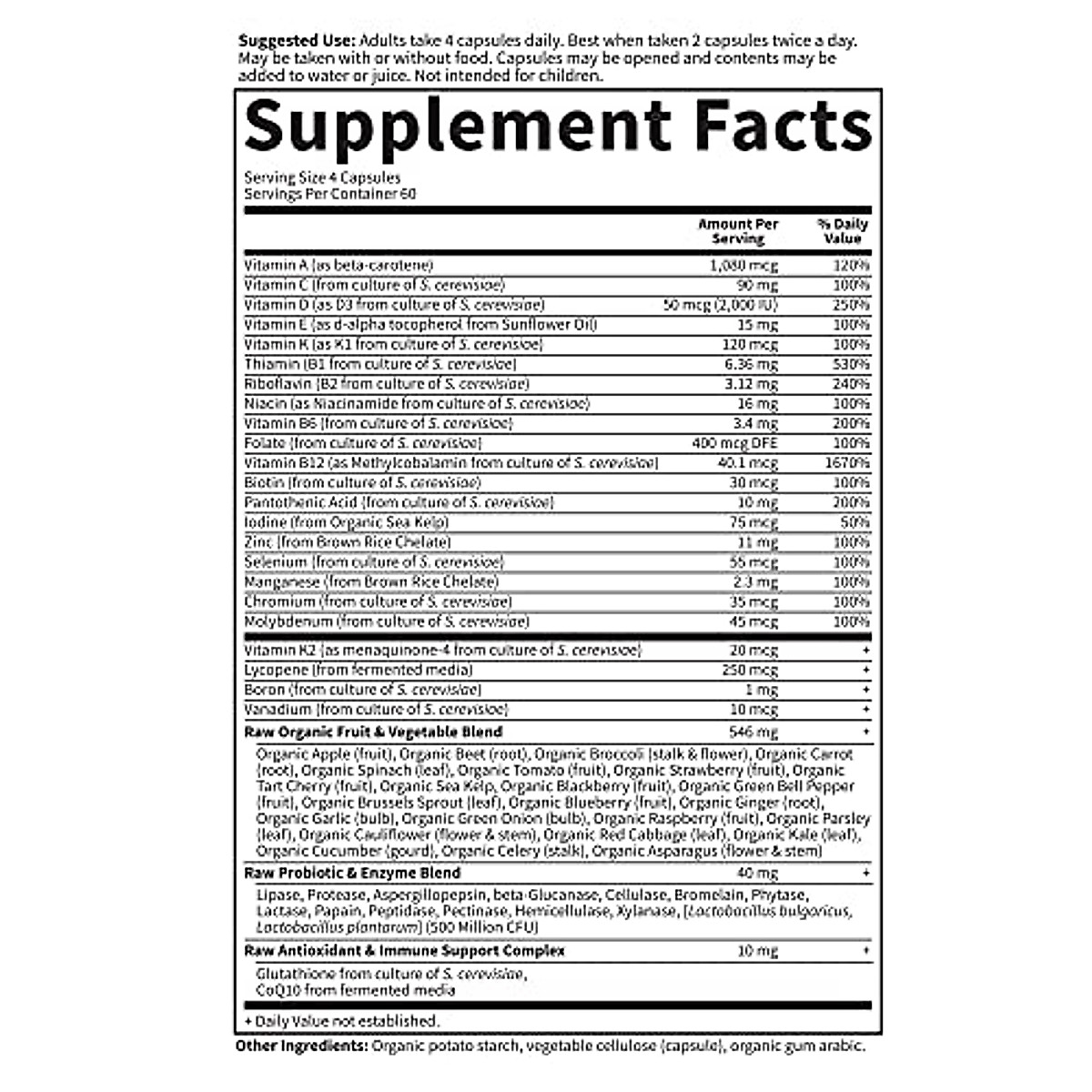 Garden of Life Multivitamin for Men - Vitamin Code 50 & Wiser Men's Raw Whole Food Vitamin Supplement with Probiotics, Vegetarian, 240 Capsules