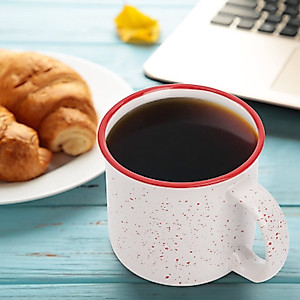 Lyellfe Set of 6 Ceramic Coffee Mugs, 15 Oz Campfire Camping Mugs, Speckled Camper Mug for Tea, Coffee and Hot Chocolate, Campfire Gift Mugs for Camper Lovers and Friends, 6 Colors