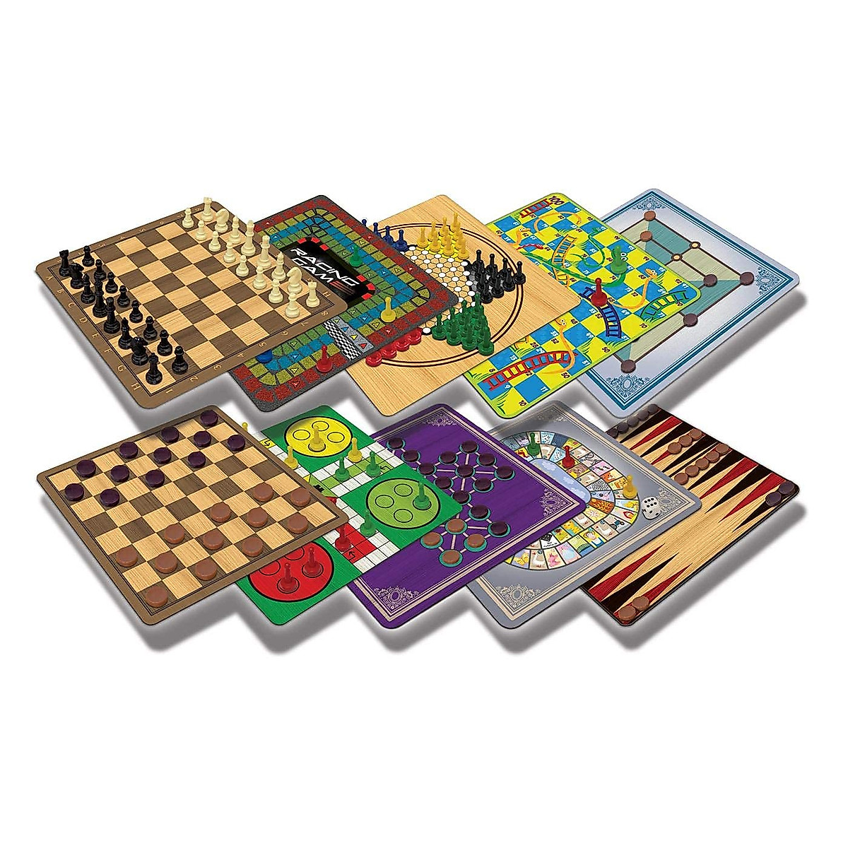 Merchant Ambassador: Classic Games, Enjoy 100 Different Games, Includes 5 Double-Sided Playing Boards, Fun for Children and Adults, For Ages 3 and up