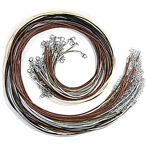 Necklace Cord, Paxcoo 50Pcs Necklace String Rope with Clasp, 24 Inch Waxed Cotton Cord Necklace Bulk for Charms Pendants, Bracelets, Necklaces, Jewelry Making Supplies and Beading Supplies