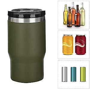 14oz Can Bottle Insulated Holder Drink Cooler 304 Stainless Steel Easy Clean Insulated Can Cooler for Outdoor Drinking Car (OD Green)
