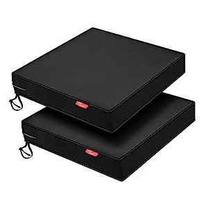 Pcinfuns Patio Chair Cushion 22 x 22 Inch Outdoor Seat Cushions for Patio Furniture Garden Sofa Couch Chair Pads with Adjustable Straps Set of 2, Black