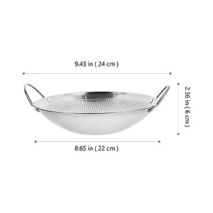 Yardwe Wok Pan Stainless Steel Stir Fry Pans 8 Inch Hot Pot Iron Frying Pan Double Handle Chinese Cooking Pot Kitchen Cookware For Boiling Steam Silver s Steel Wok