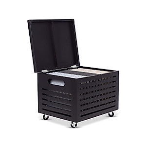 BIRDROCK HOME Rolling File Storage Organizer Box with Lid (NEW VERSION) - Bamboo - Decorative Wood Hanging Filing & Storage Office Box - Letter or Legal - Strong Durable - Toys Blankets - Cafe Noir