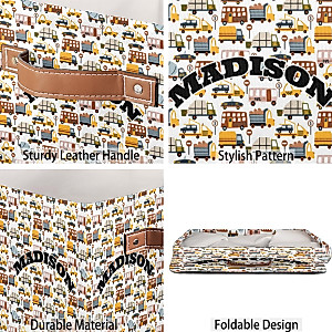 RIRIX Personalized Storage Bin, Custom Storage Baskets for Organizing with Handles, Foldable Storage Box for Closet Cloth Baskes Toy Car and Transportation