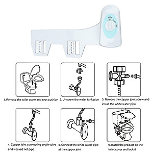 Bidet Attachment for Toilet, Adjustable Non electric Water Spray, Cold Water Purifier Attachment for Cleaning, Lightweight Bidet Attachment for Men, Women, Children and the Elderly (1/2)