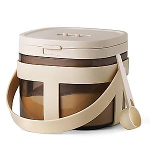 Baby Formula Dispenser，Formula Container with Silicone Handle，BPA-Free Storage Containers with Scoop and Scraper (800ML, Brown)