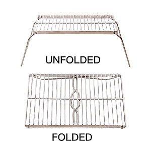 REDCAMP 13.6" Small Folding Campfire Grill, 304 Stainless Steel Firepit Grill Grate, Heavy Duty Portable Camping Grill with Carrying Bag for Outdoor Cooking Backpacking Hiking Picnics BBQ