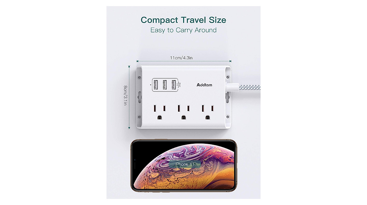 Addtam Power Strip Surge Protector with 6 Outlets & USB